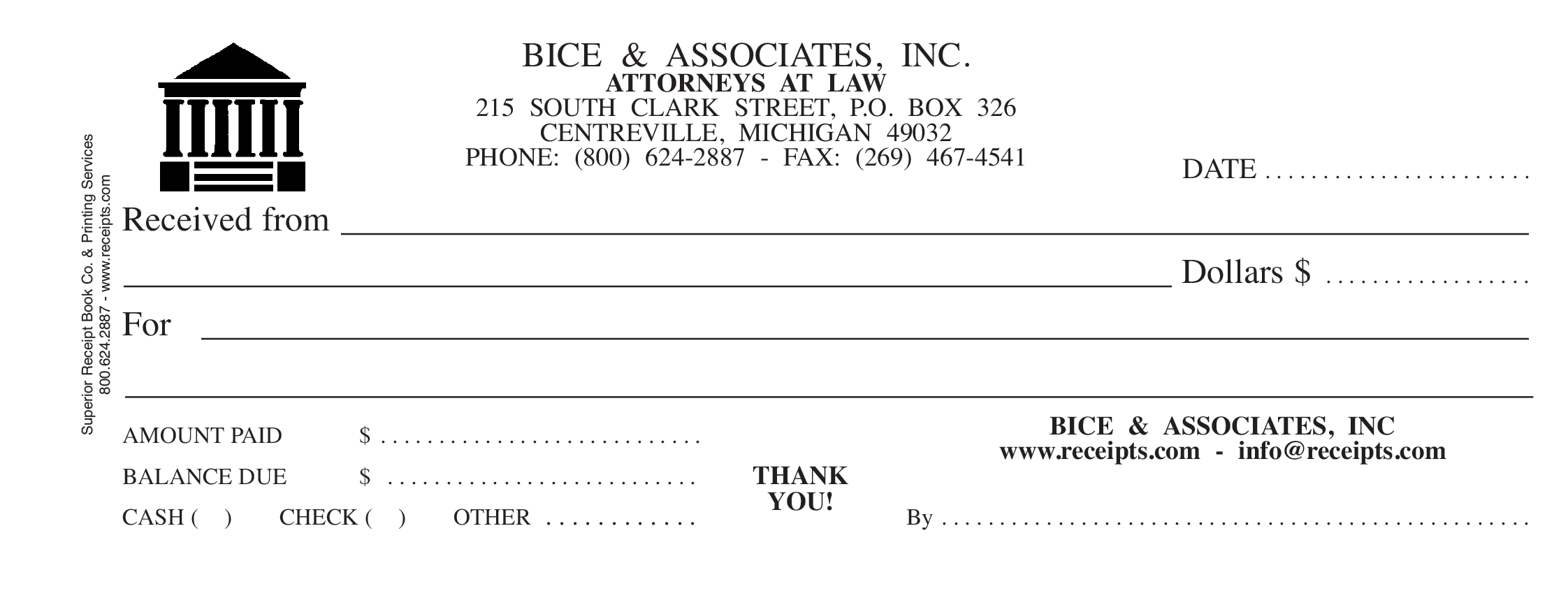 Receipt Professional Services – Attorney 3 | Superior Receipt Book ...