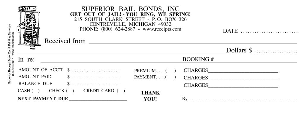 Receipt Professional Services – Bail Bond 4 | Superior Receipt Book ...