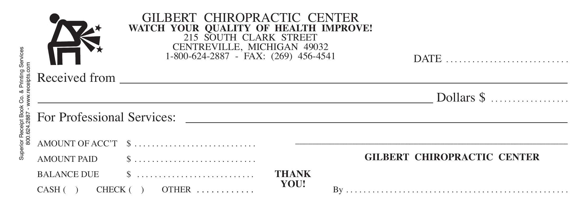 Receipt Professional Services – Chiro-Medical 1 | Superior Receipt Book ...