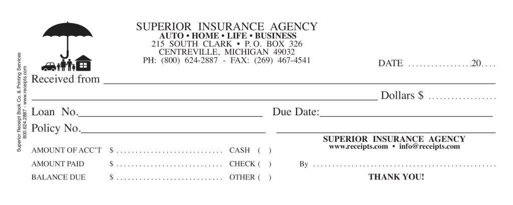 Receipt Professional Services – Insurance 4 | Superior Receipt Book ...